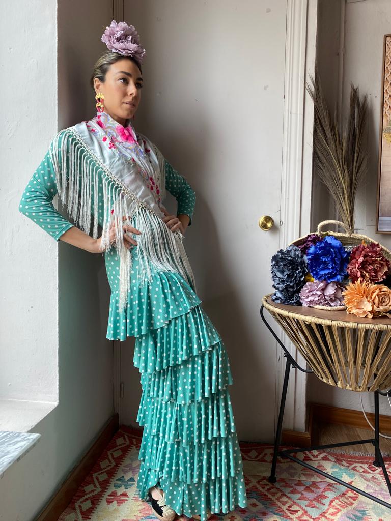 Traje Macarena Lunar verde agua | masqmoda.net